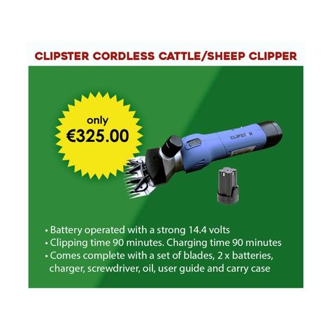 Clipster Cordless Cattle/Sheep Clipper – Agrineeds – Irish Agricultural ...